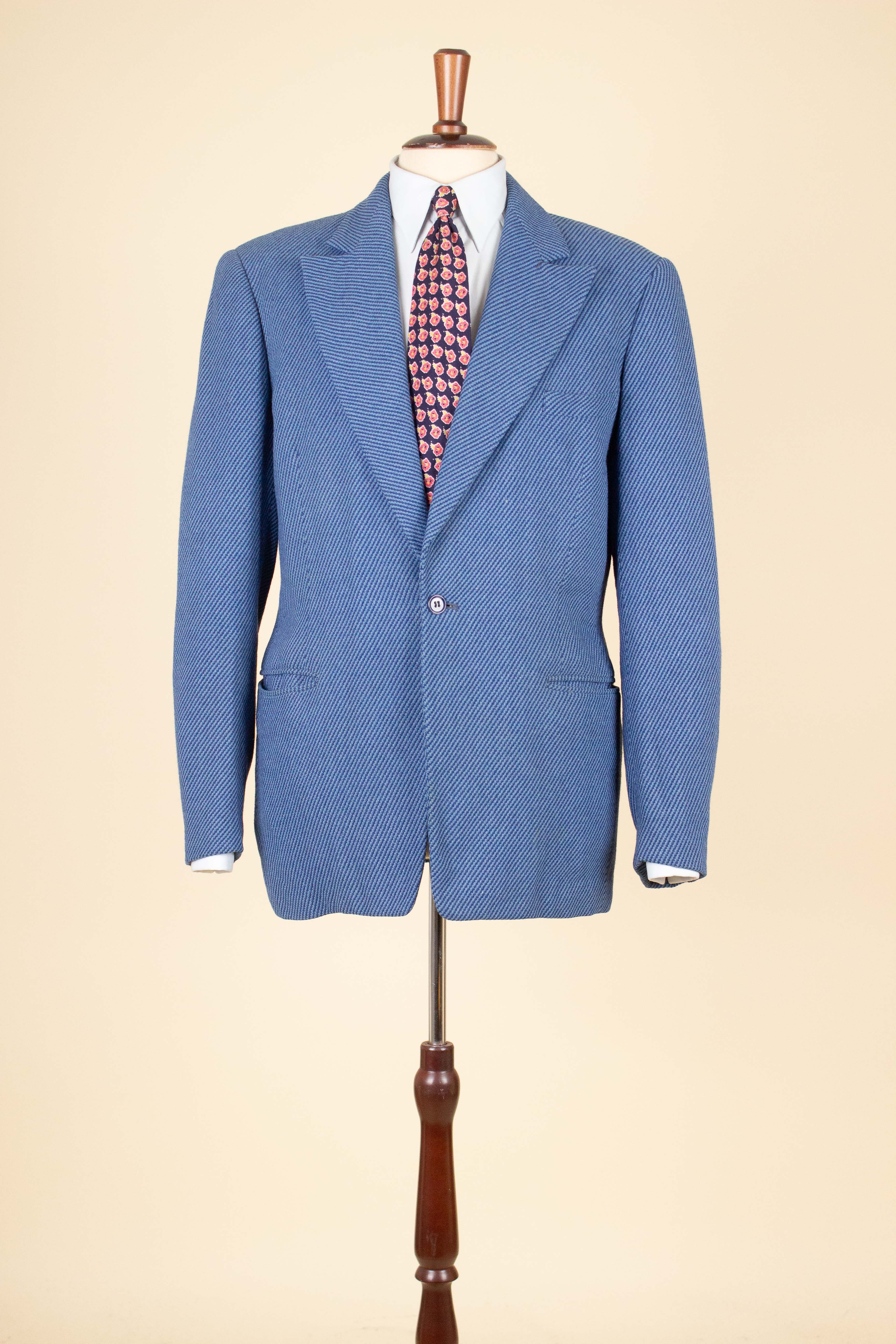 SWEDISH 1940S/1950S MID BLUE ONE BUTTONED SINGLE JACKET BY LIBO. SIZE ...