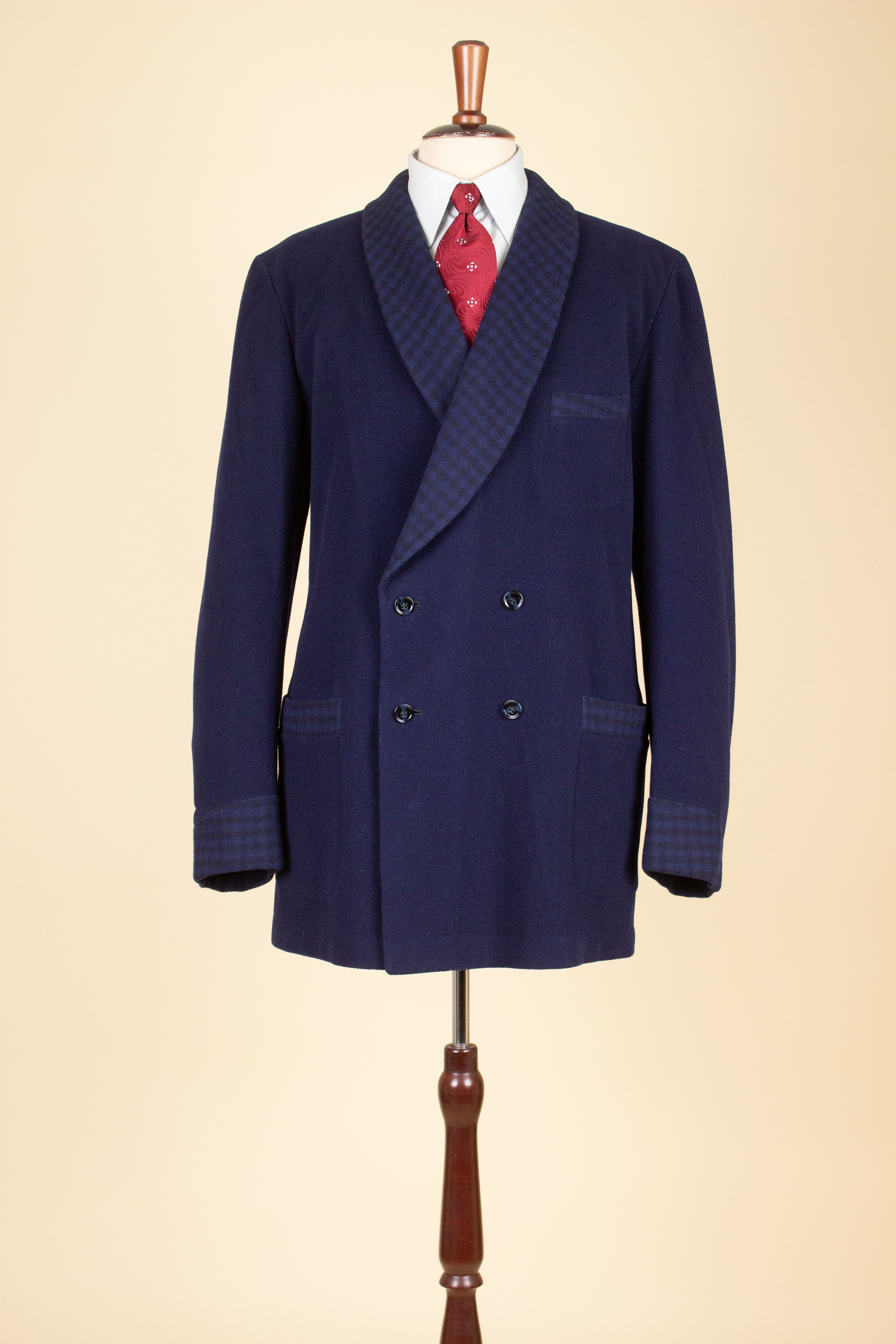 SWEDISH 1940S/1950S DARK BLUE WOOL SMOKING JACKET BY HARRINGTON, STRÖM ...