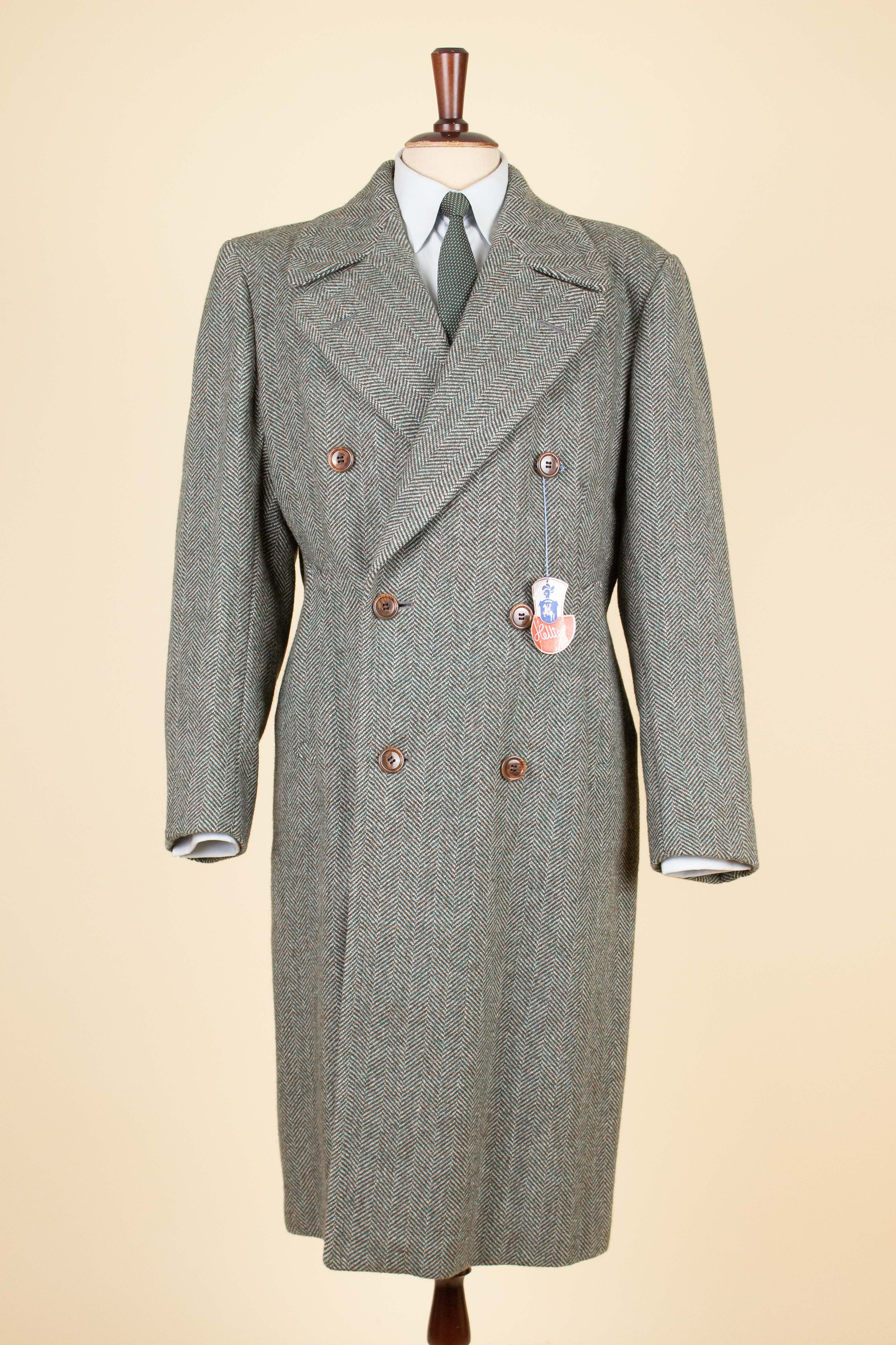SWEDISH 1930S/1940S GREEN HERRINGBONE DEADSTOCK TWEED COAT BY HELLTEX ...