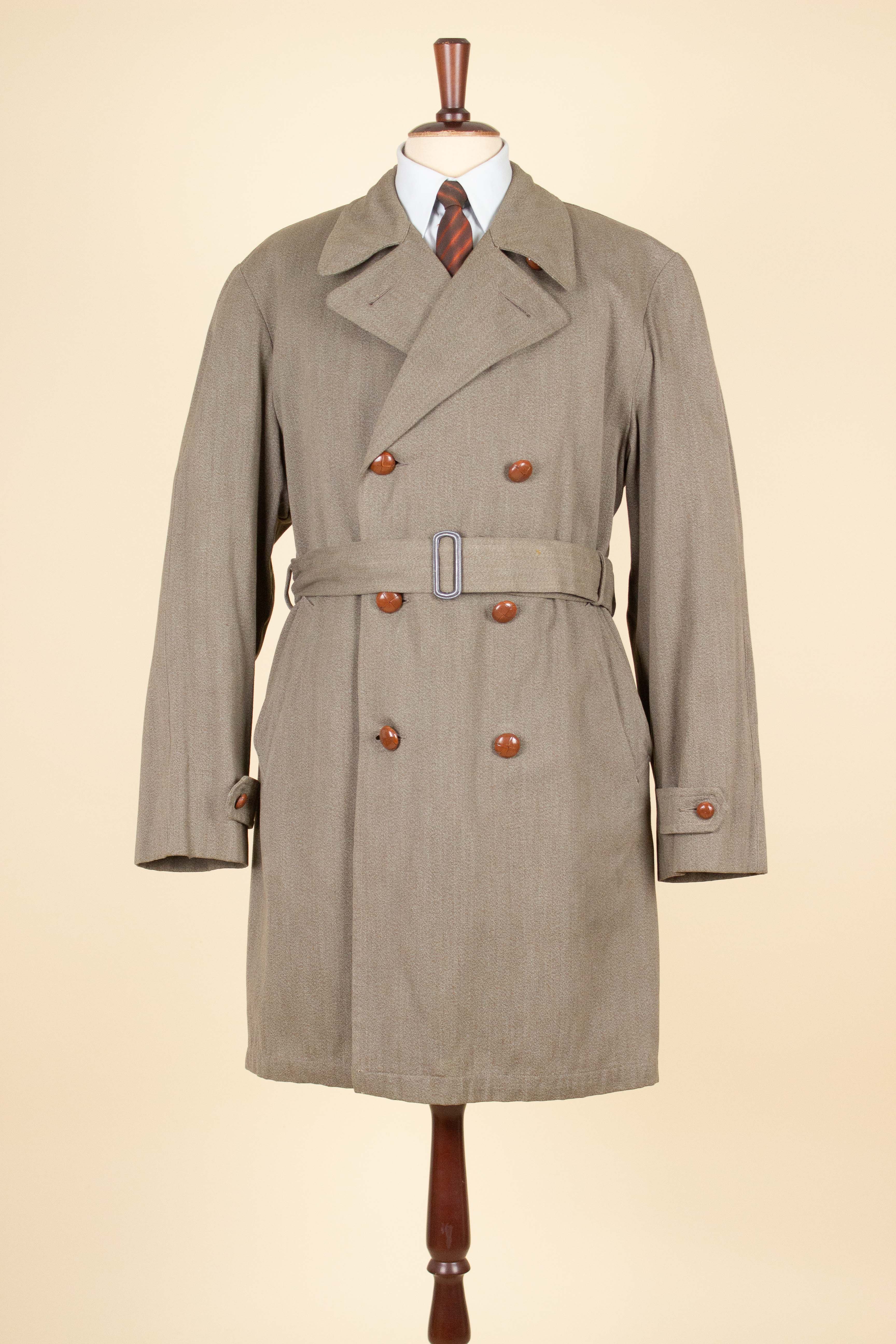 SWEDISH 1930S/1940S BEIGE TRENCH COAT BY VARGEN. SIZE CA EU 50 SHORT ...