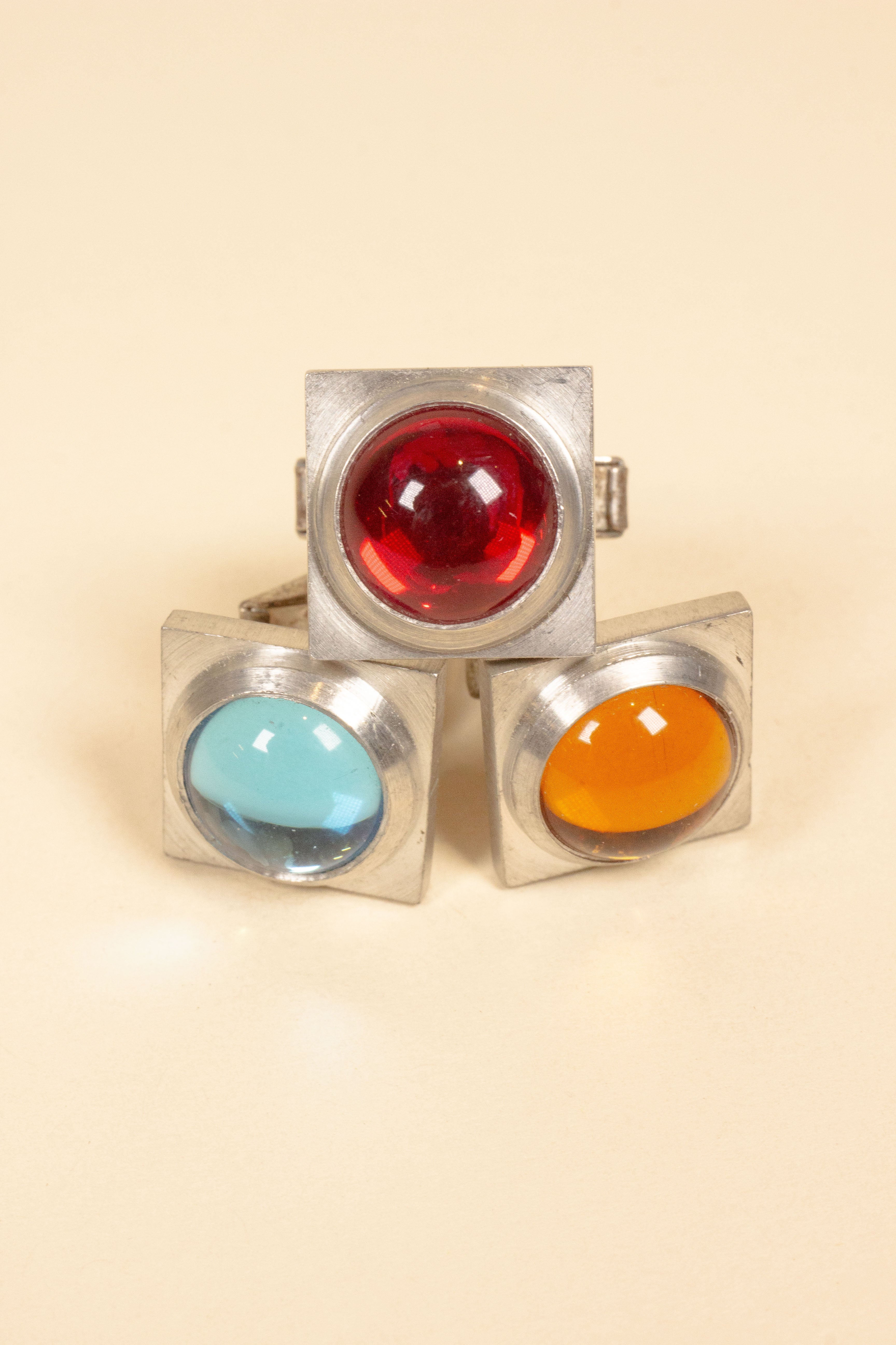 1960´S SWEDISH DEADSTOCK SQUARE TIN CUFFLINKS IN VARIOUS COLOURS – A ...