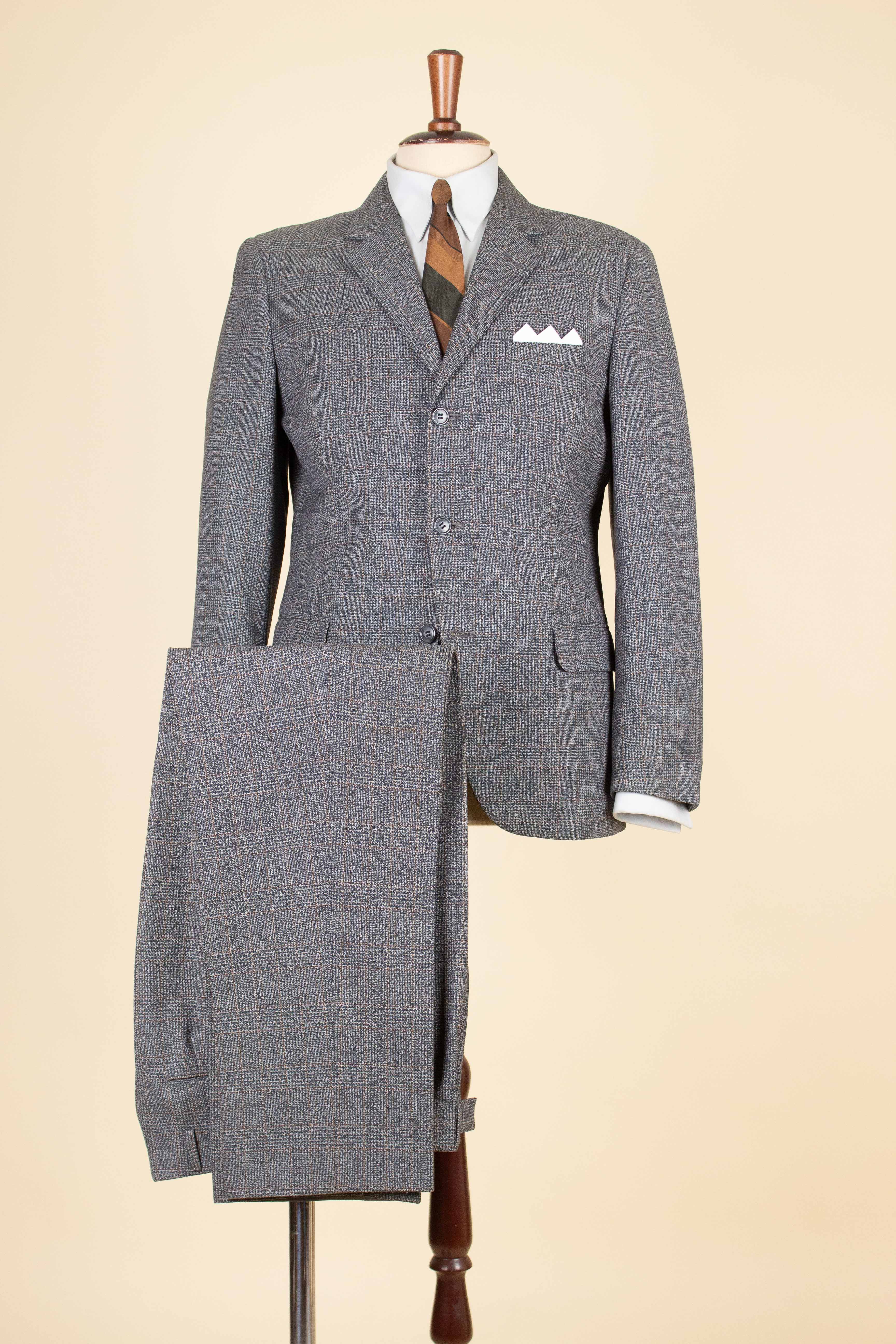 SWEDISH 1950S GREY PRINCE OF WALES CHECK TWO PIECE SUIT BY KABOM. SIZE ...