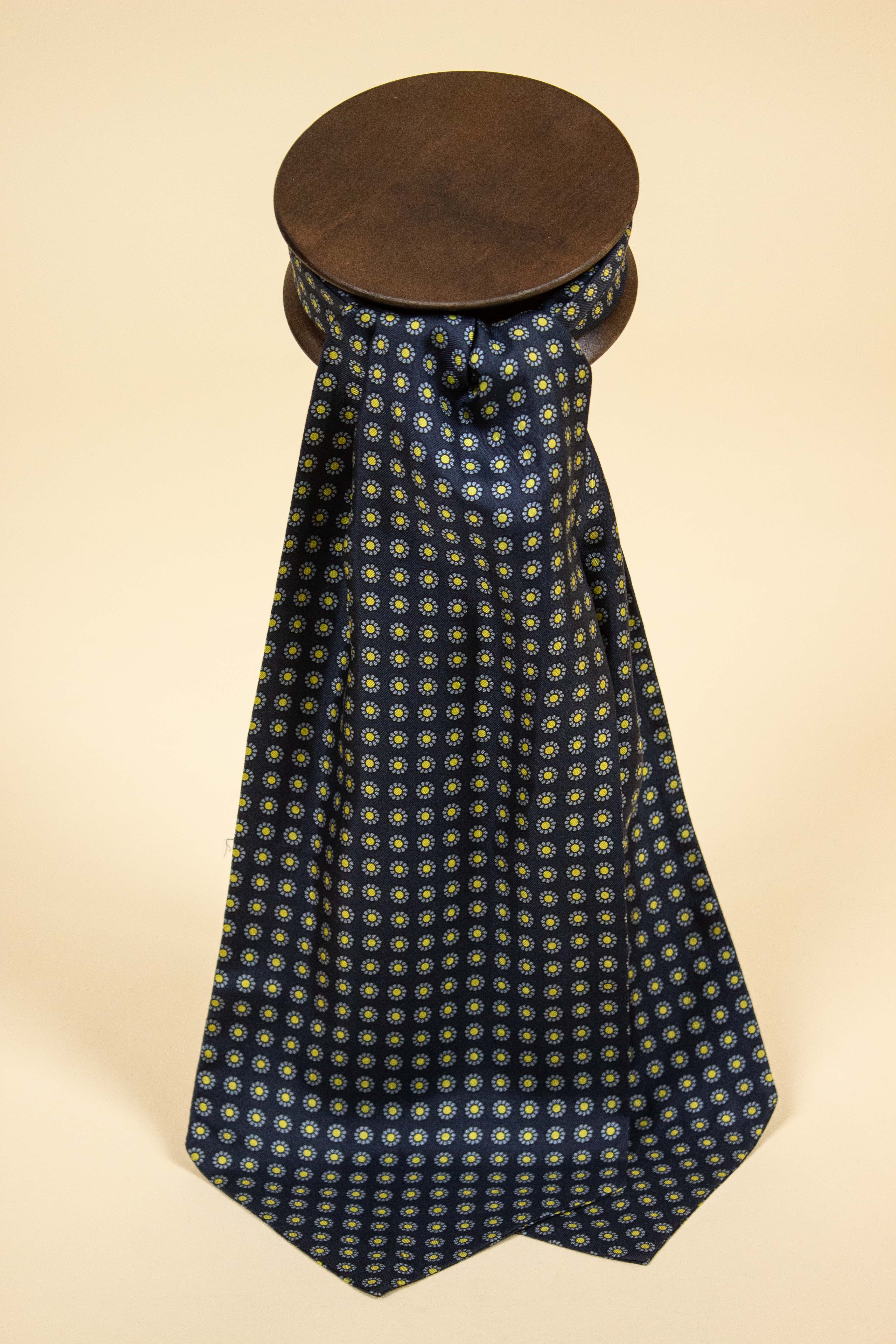 ITALIAN BLUE/YELLOW 100% SILK ASCOT TIE – A. MARCHESAN