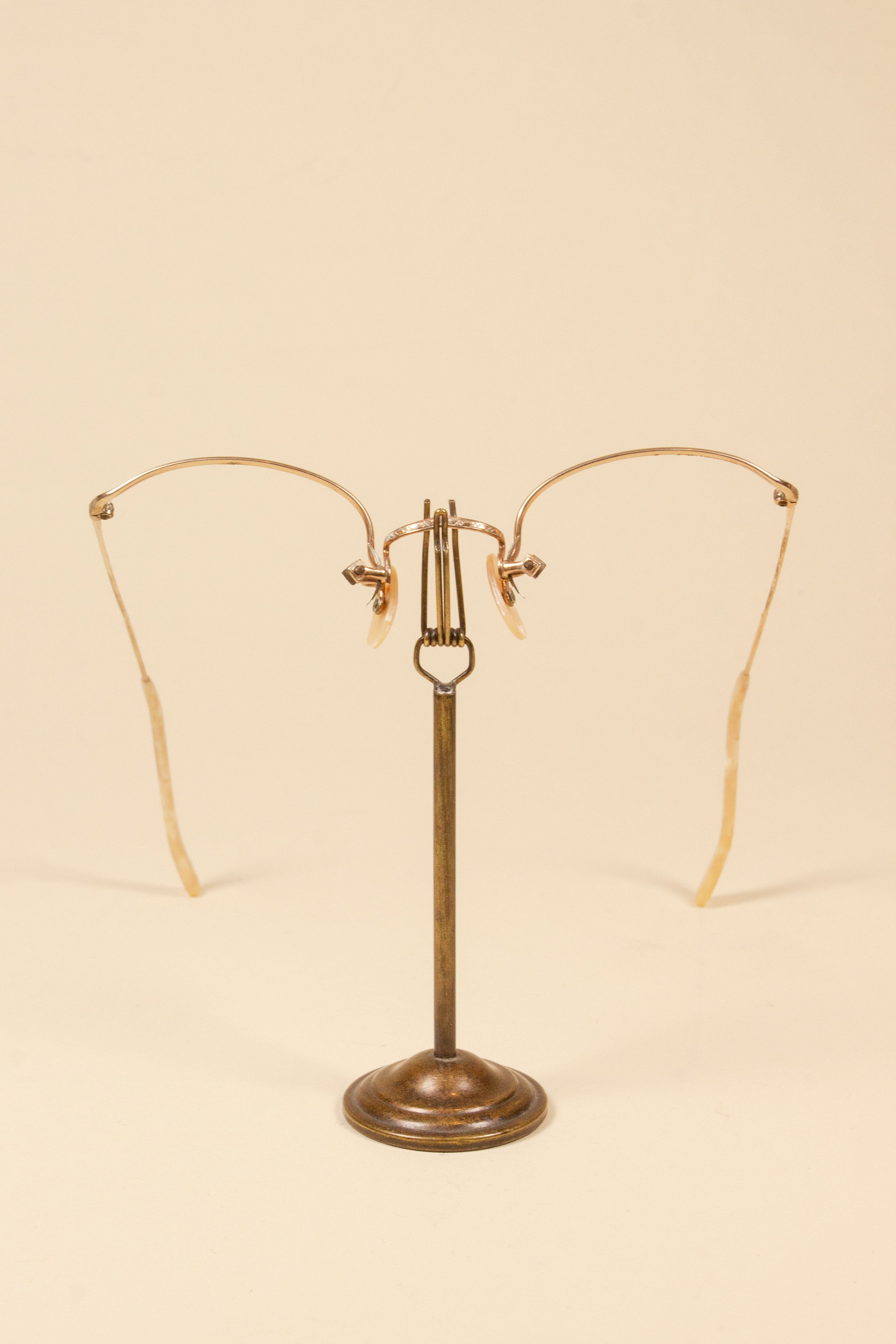BRITISH 1920S-1940S PARTLY RIMLESS EYEGLASSES IN GOLD – A. MARCHESAN